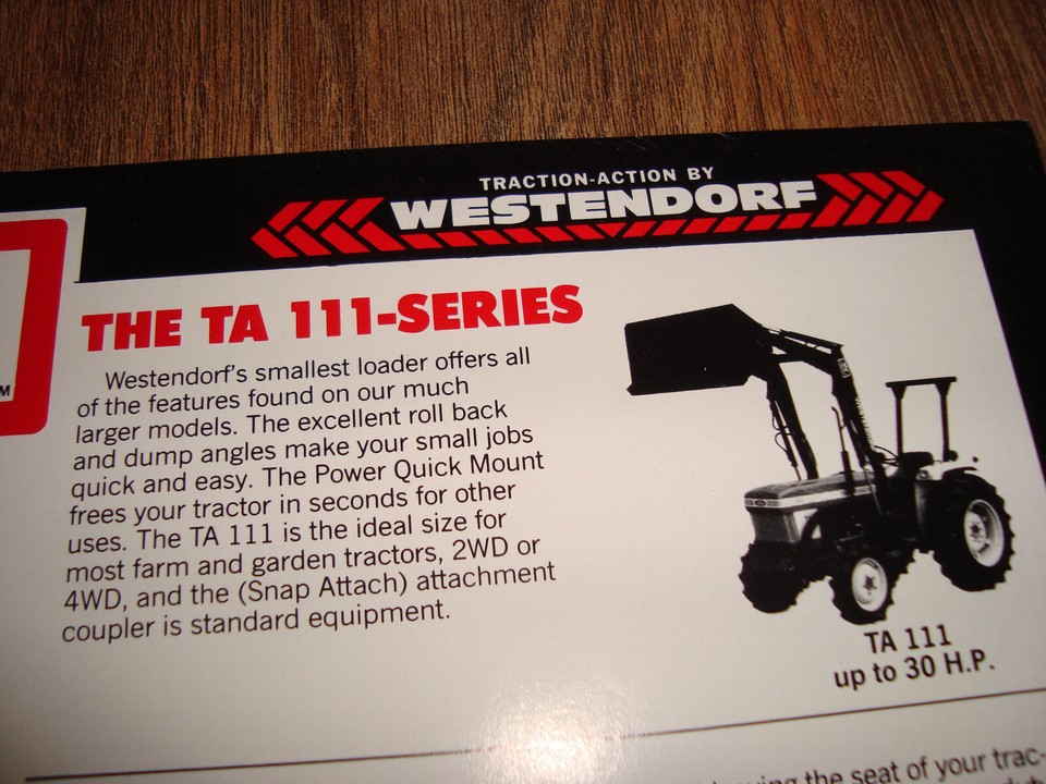 Westendorf TA 111 Series WL Series TA Series Information Brochure | eBay