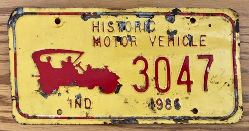 Vintage Indiana 1986 Historic Motor Vehicle License Plate 3047 | eBay