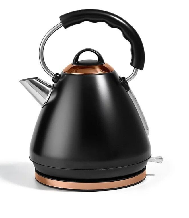 Black and Rose Gold Fast Boil Pyramid Kettle 1.7L Kitchen Appliance ...