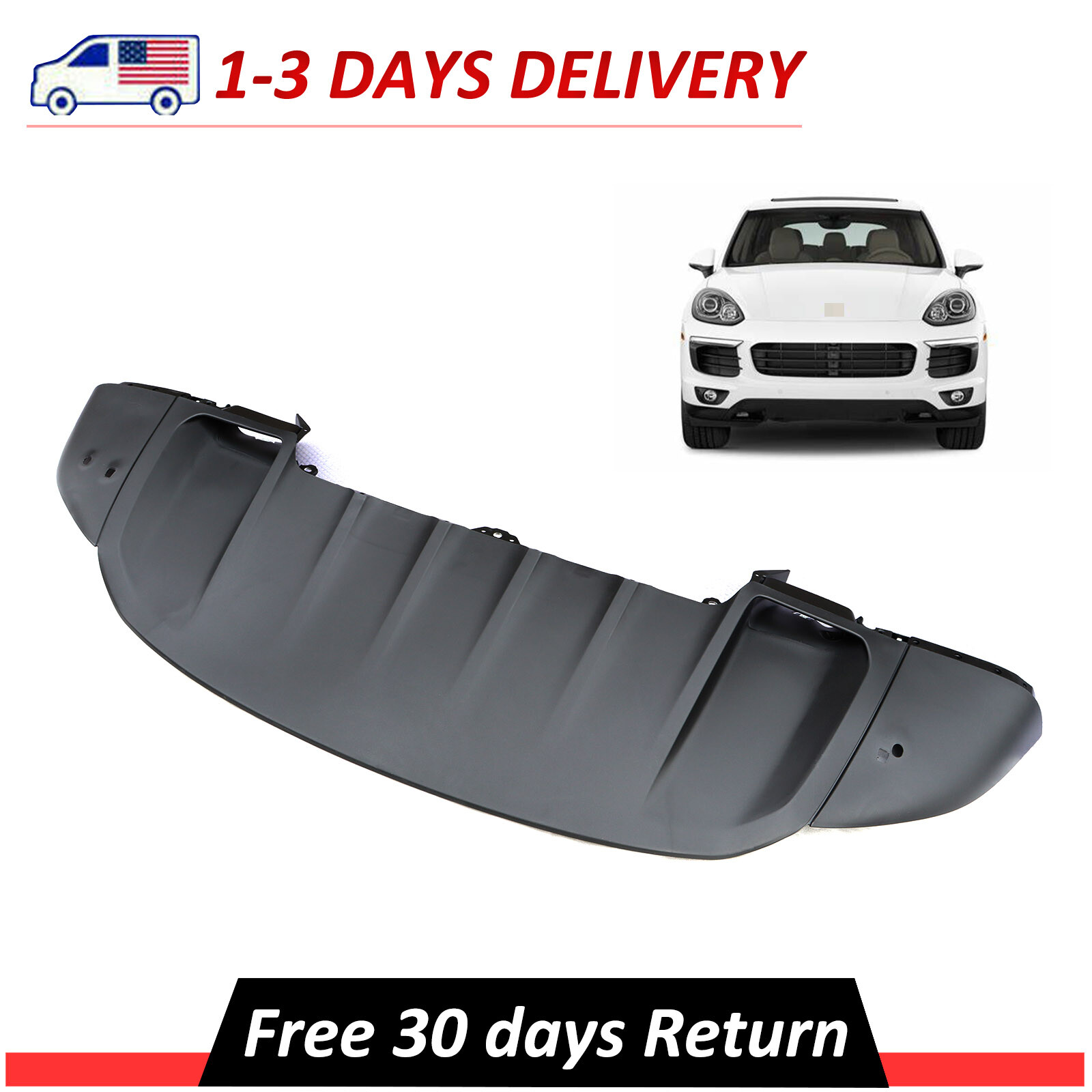 Front Bumper Lower Air Deflector Spoiler For 15-18 Porsche Cayenne ...