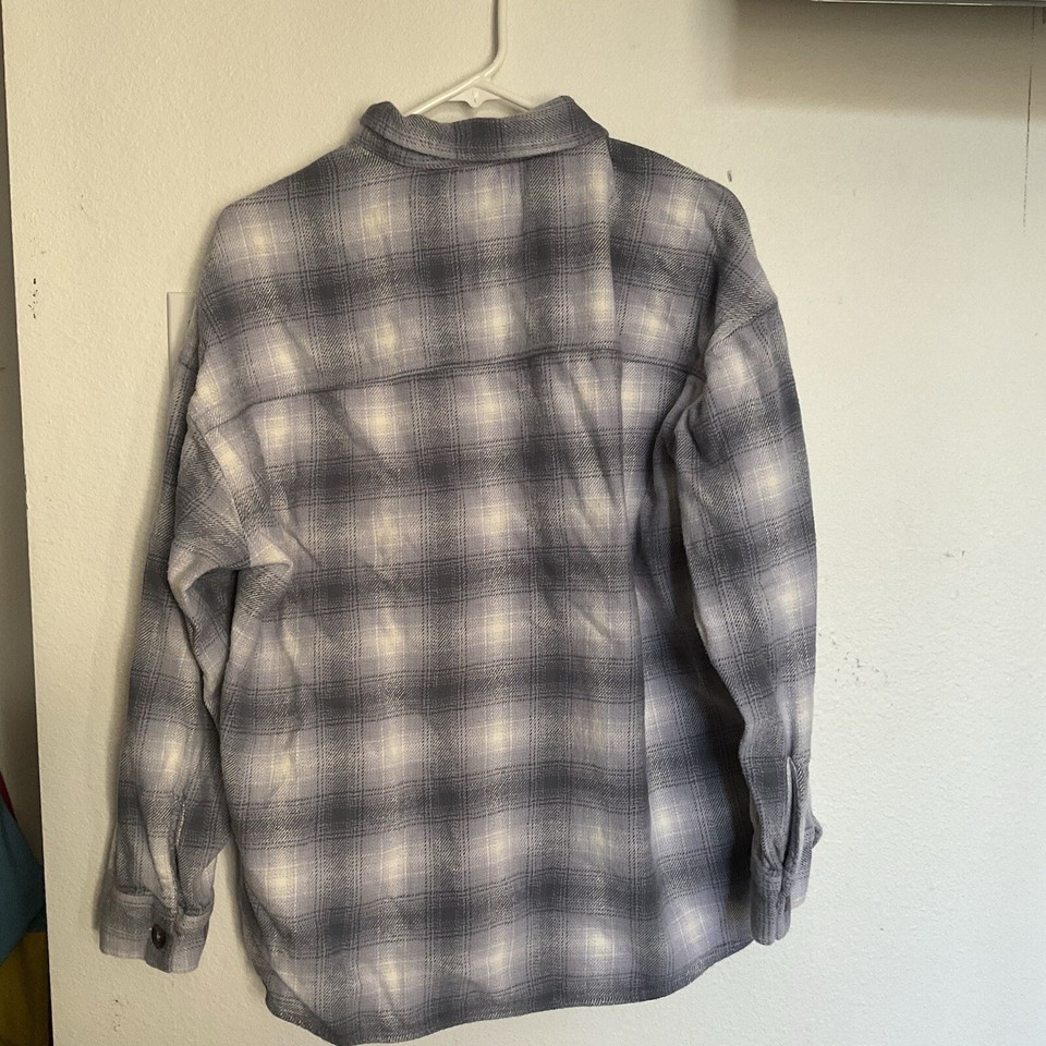 Hollister White Light Blue Grey Flannel Size L Men’s Soft With Pockets ...