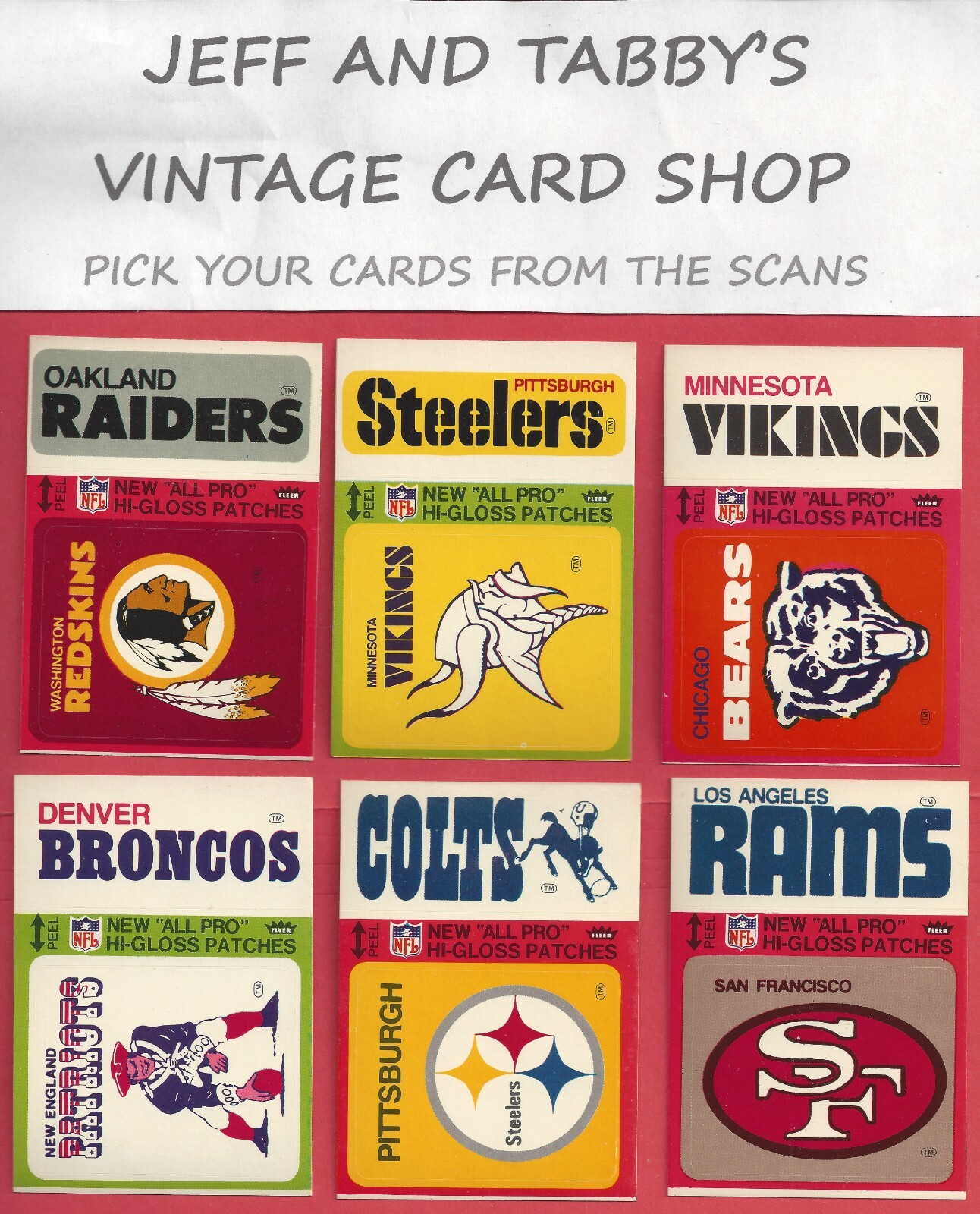 1976 Fleer ALL PRO HI-GLOSS PATCHEs / SEE DROP DOWN MENU | eBay