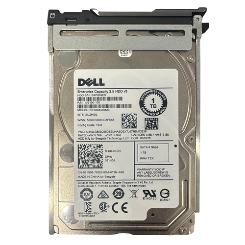 Dell Enterprise Class 1TB HDD DP/N 31N08 SATA Hard Drive 6Gbps 7.2K w ...