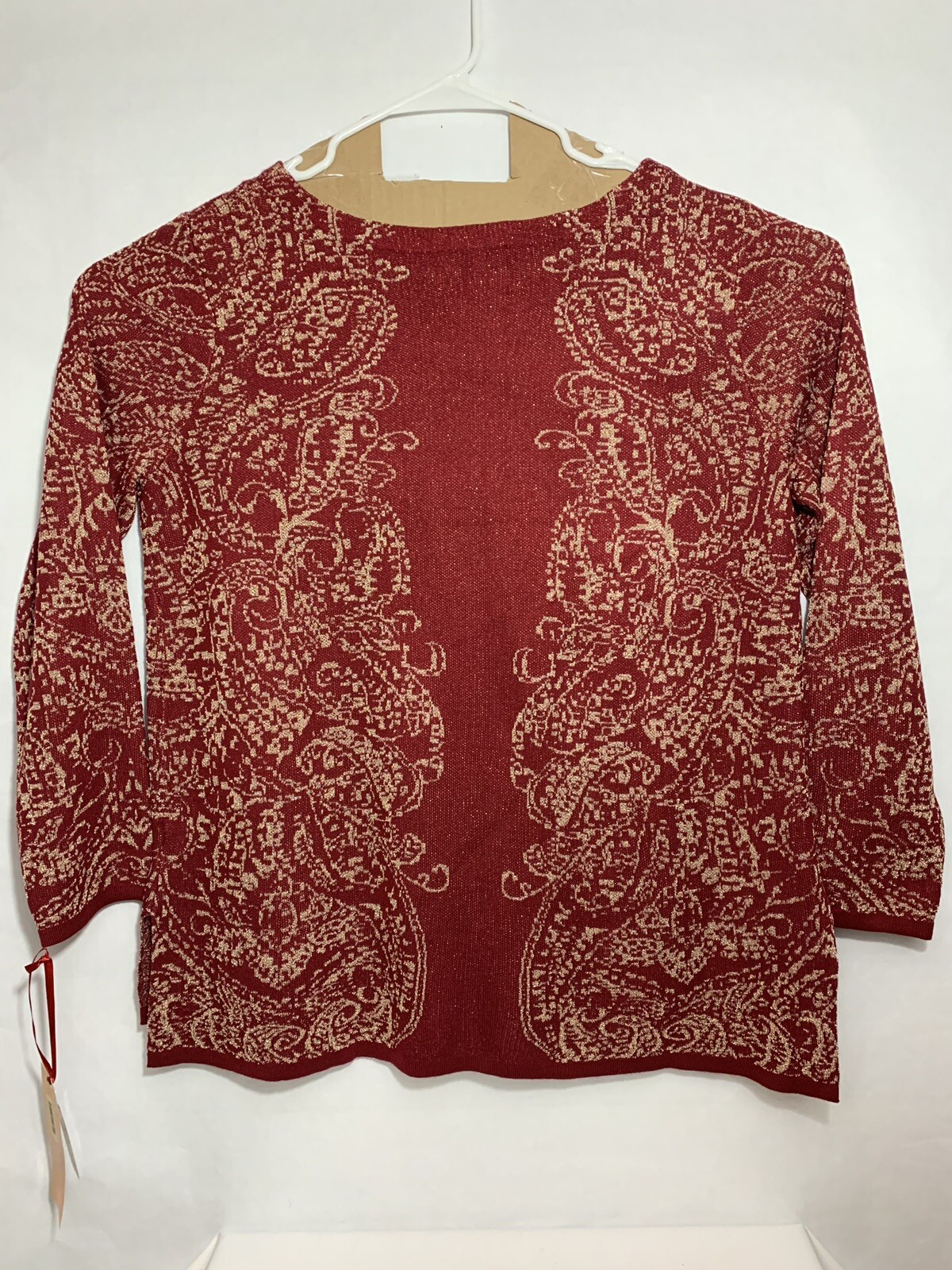 Ruby Rd. Cozy Up Womans Sweater Sparkling Claret Gold Size XL New With ...