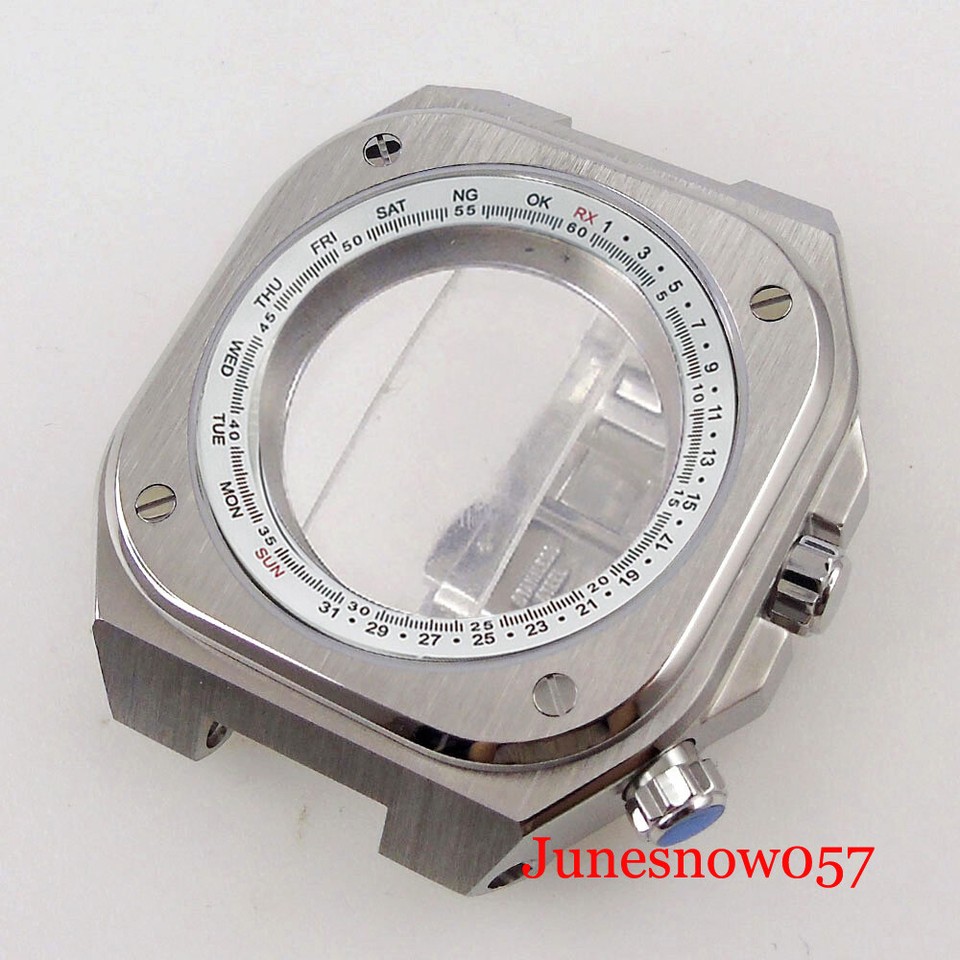 42mm Square Watch Case Fit For NH35A NH36A Black Chapter Ring With GMT ...