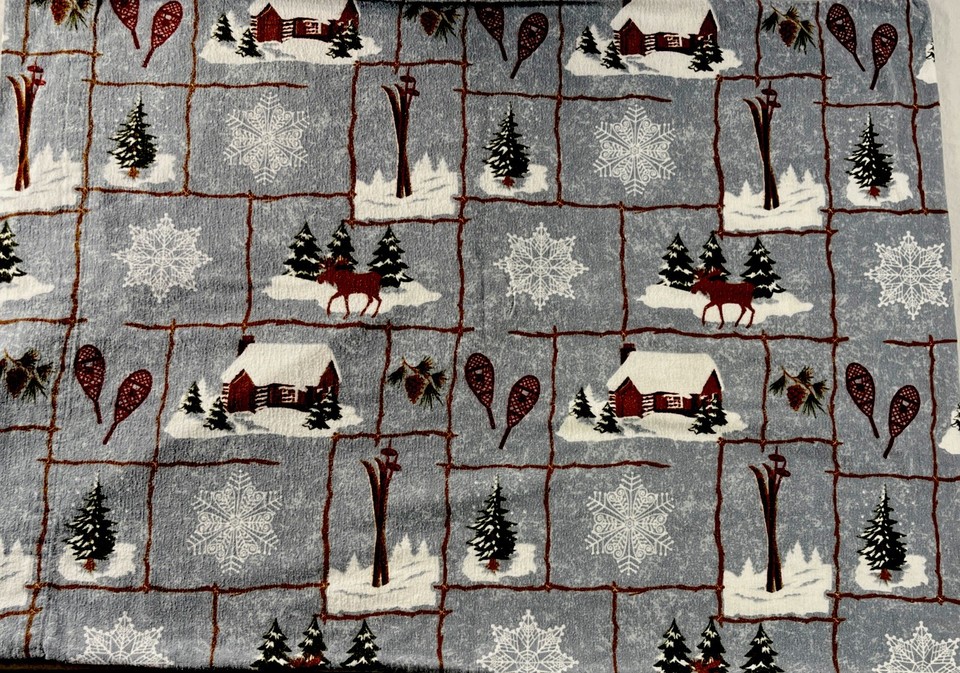 JC PENNY Queen MOOSE Gray Flannel Sheets Deep Pocket CABIN WOODS EUC | eBay