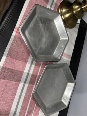 2 Vtg Unbranded 9" Inch Aluminum Hexagon Pie Plates USA (6 Sided) | eBay