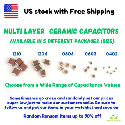50pcs, SMD (MLCC) Ceramic Capacitor, 0402, 0603, 0805, 1206, 1210, X5R ...