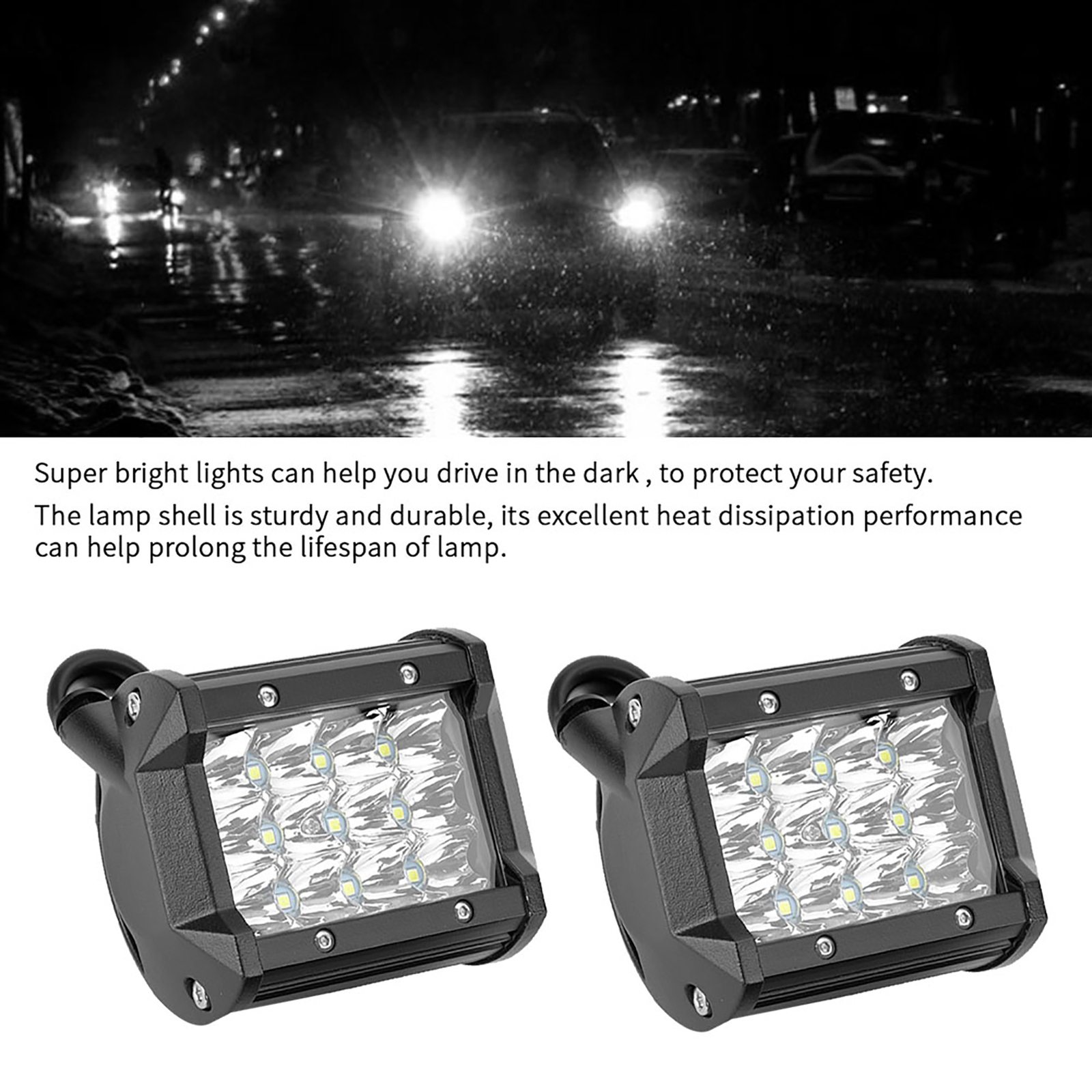 1 Pair 4inch 4-Row 36W LED Working Light Bar Driving Lamp Car Truck ...