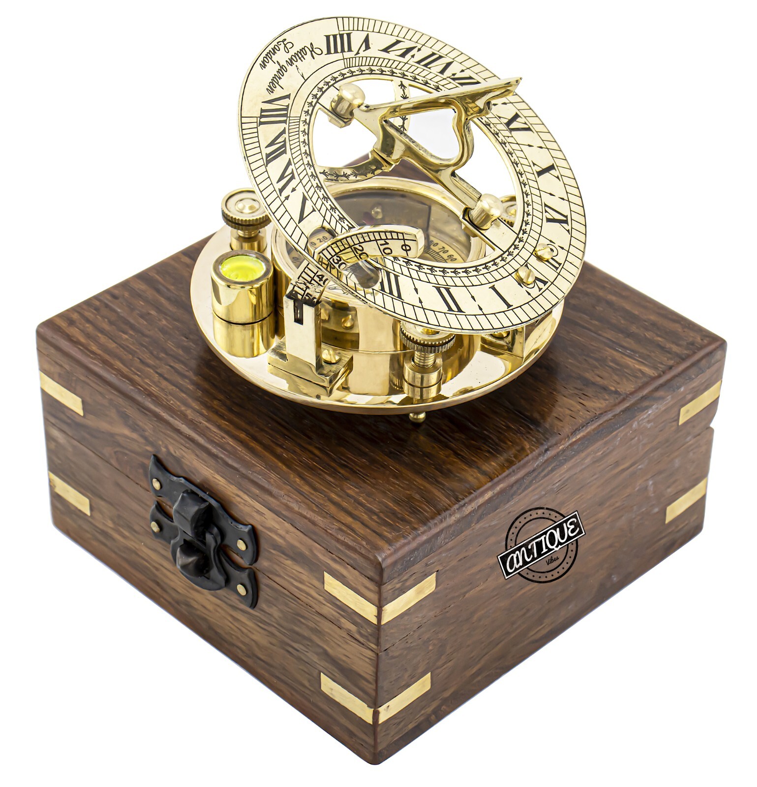 Vintage Maritime Sun-Clock Brass Handmade Compass Magnetic Sundial Tool ...