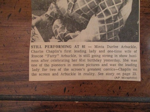 MINTA DURFEE Arbuckle(Died-1975)Fatty Arbuckle/Mickey)Signed 1972 ...