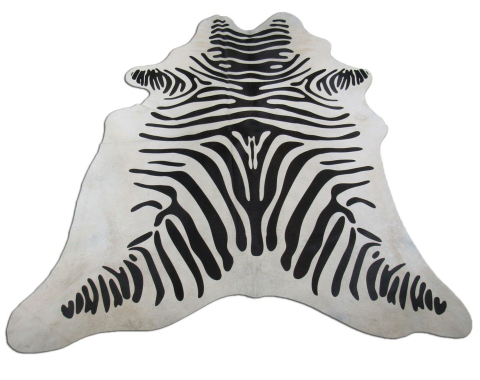 Zebra Cowhide Rug Size: 6' X 6' Brazil Black Striped Zebra Print ...