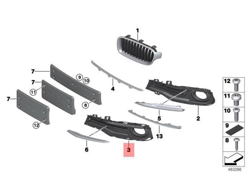 Genuine BMW Front Bumper Partially Open Fog Grille Sport LH OEM ...