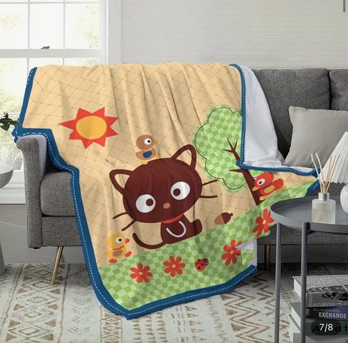 Sanrio Chococat Blanket Soft Kawaii Fleece Flannel Plush Throw 59”x51 ...