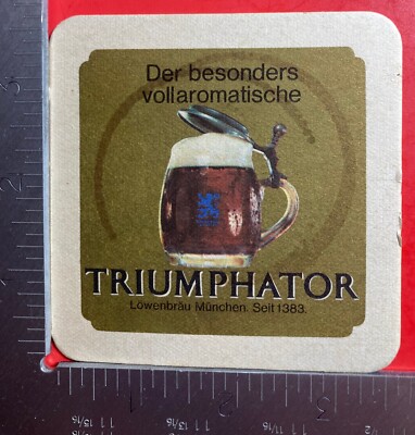 TRIUMPHATOR LOWENBRAU. MUNCHEN 3.5 INCH SQAURE BEER COASTER | eBay