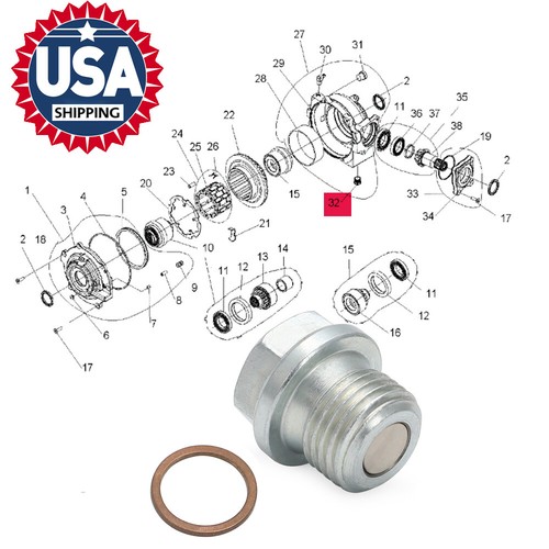 For Polaris 2203739 Front Gearcase Fill Plug 08-19 Scrambler XP RZR ...