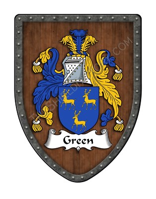 Green Family Crest Custom Coat of Arms, Hanging Wall Shield SH503P-DG ...