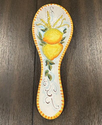 Italian Pottery Spoon Rest Lemons & Leaves Yellow Positano Larce ...