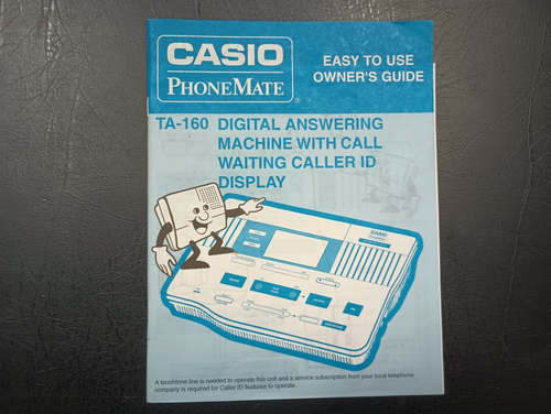 CASIO PHONE MATE TA-160 DIGITAL ANSWERING MACHINE OWNERS MANUAL | eBay