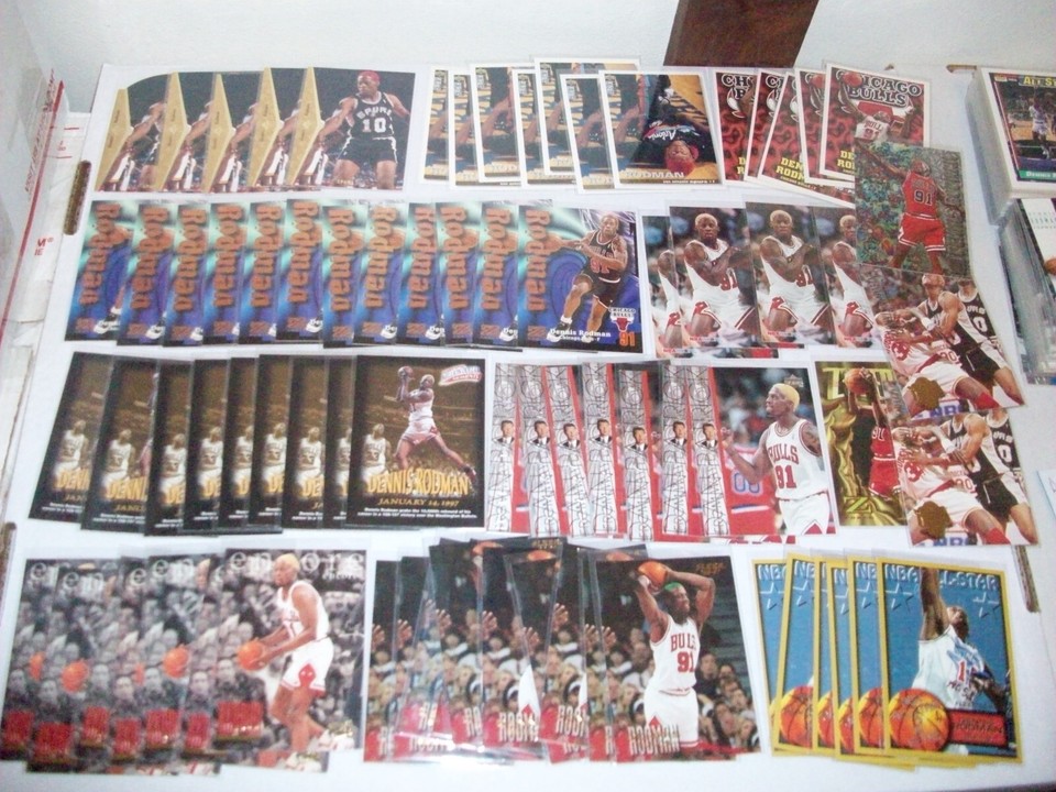 LOT OF 1,014 DENNIS RODMAN BASKETBALL CARDS FROM 1988-1989 THRU THE ...