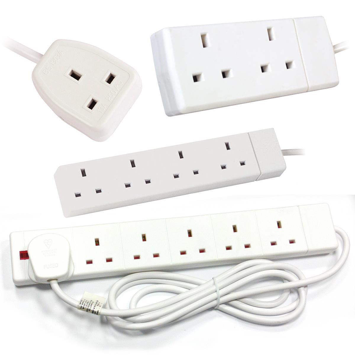 EXTENSION LEAD 1G 2G 4G 6G 2M 3M 5M 10M UNSWITCHED SOCKETS LEADS - NEW ...