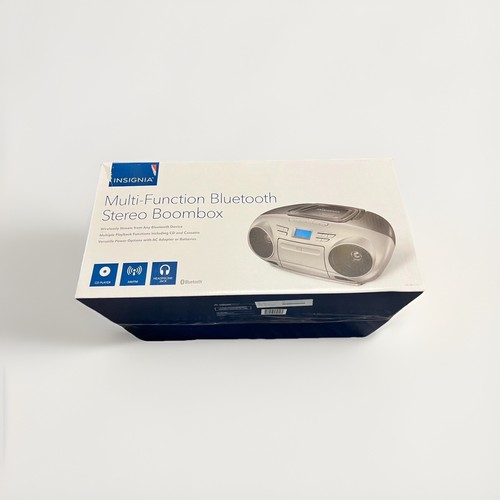 Insignia - AM/FM Radio Portable CD Boombox with Bluetooth - Silver ...