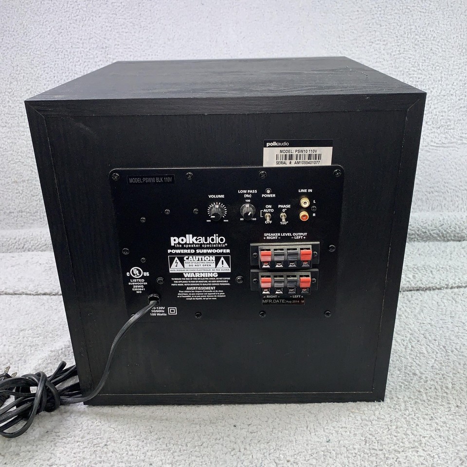 Polk Audio PSW10 Powered Subwoofer 10 Inch 100W Home Theater Speaker ...