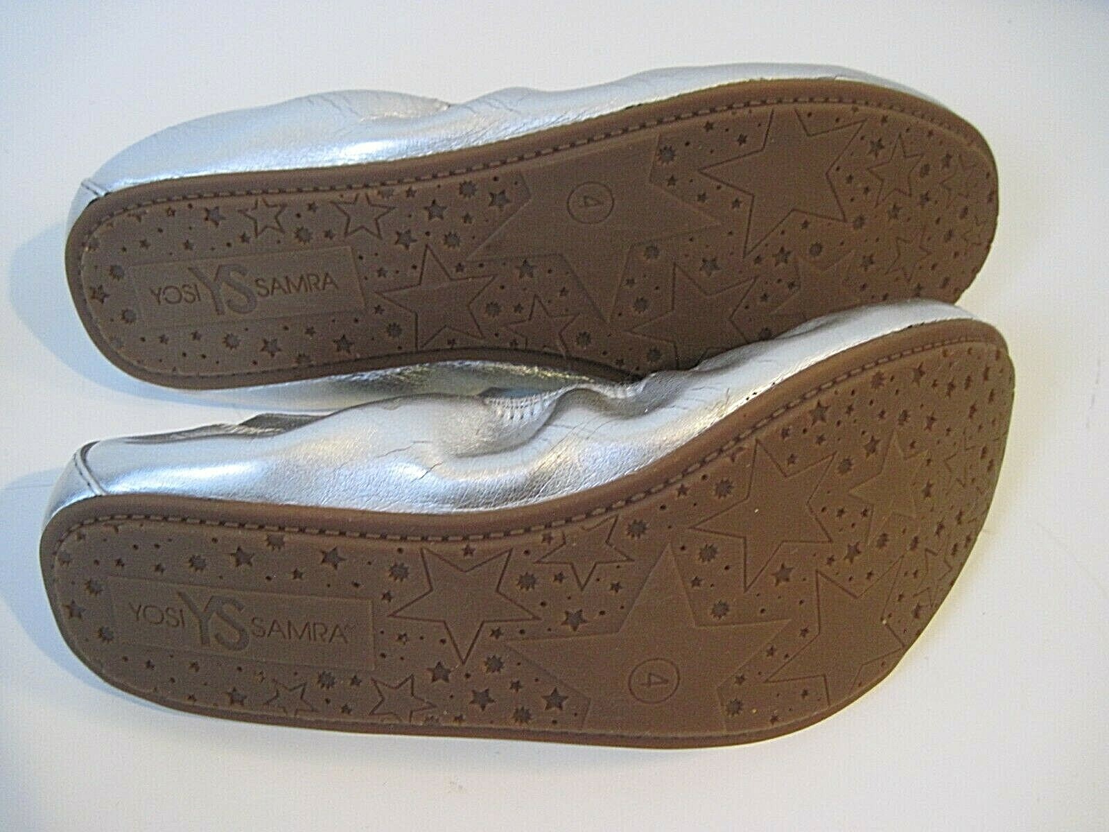 Yosi Samra Miss Samara Girls Silver Metallic Leather Ballet Flats Size ...