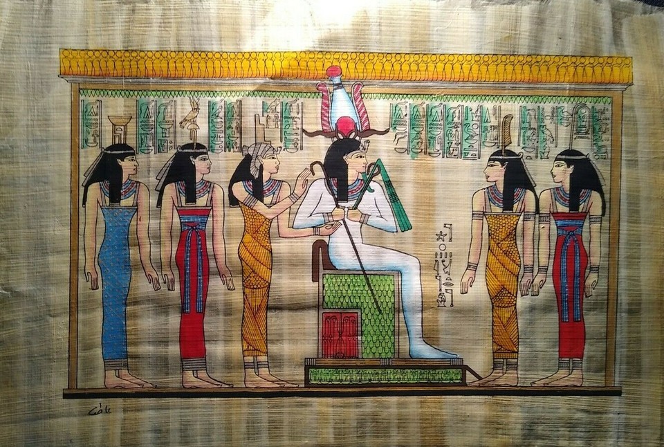 Handmade Egyptian Papyrus with vivid color designs. | eBay