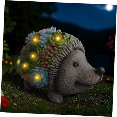 Outdoor Solar Garden Hedgehog Statue Decorative Lawn Statue with ...