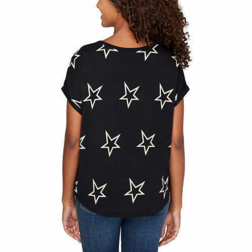 NWT BUFFALO 1557216 BLACK SUPERSTAR SHORT SLEEVE CREW NECK KNIT TOP SZ ...