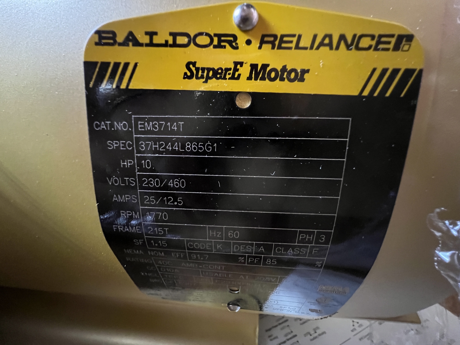 Baldor EM3714T Super E AC Motor 10HP 1770RPM 3PH New Open Box | eBay