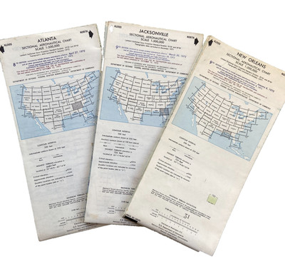 Sectional Aeronautical Chart Map 1972 Jacksonville Atlanta New Orleans ...