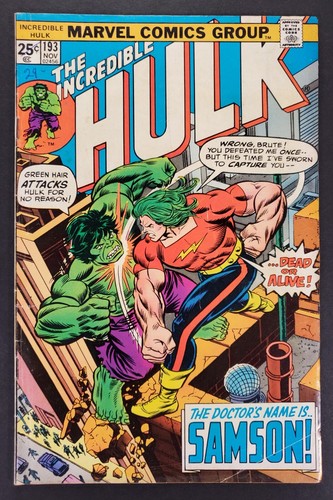 Incredible Hulk #193 Classic Hulk vs. Doc Samson Marvel Comics 1975 | eBay