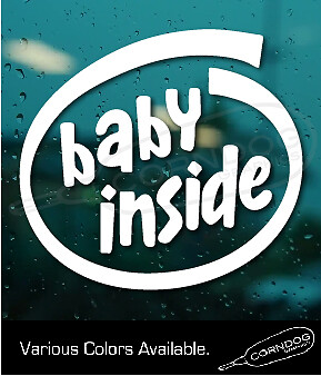 Baby Inside STICKER VINYL DECAL MOM MOMMY DADDY NEW PARENT KIDS SHARK ...