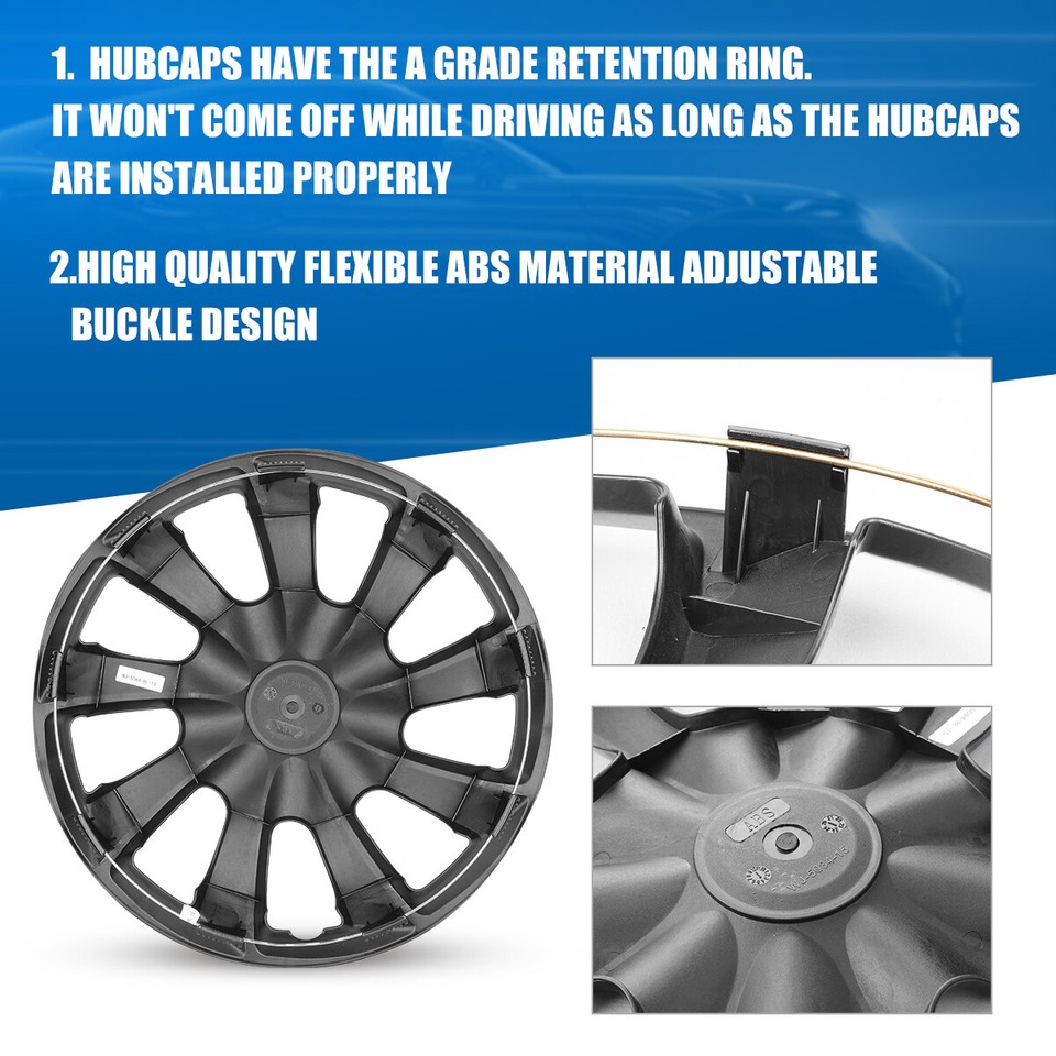 14" Set of 4 Wheel Covers Snap On Full Hub Caps fit R14 Tire & Steel ...