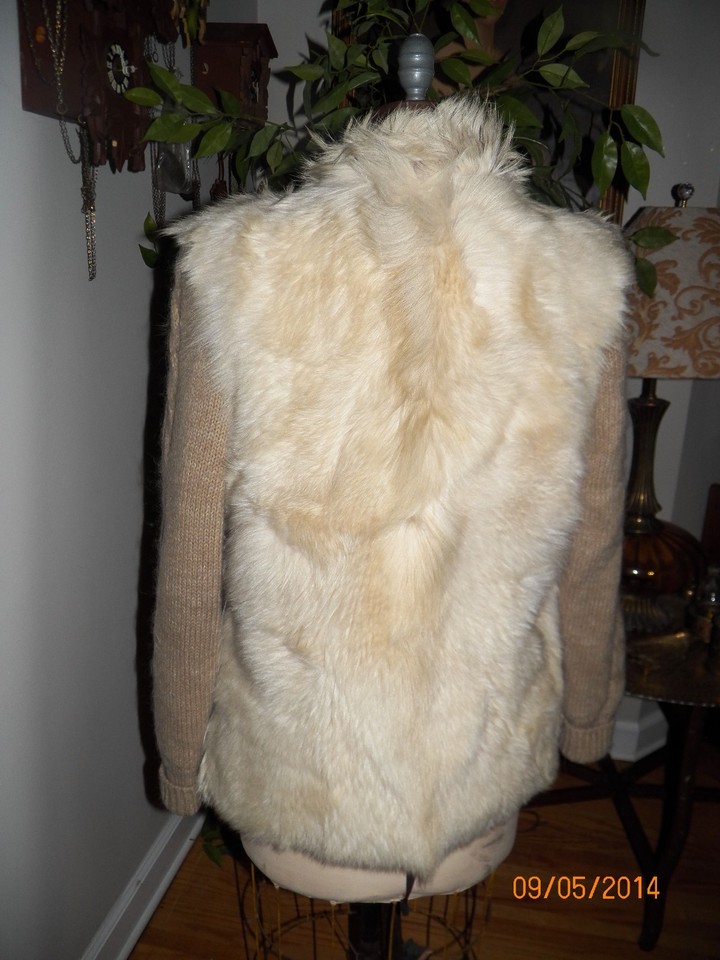 vintage white cream nanny goat fur sweater jacket coat s/m | eBay