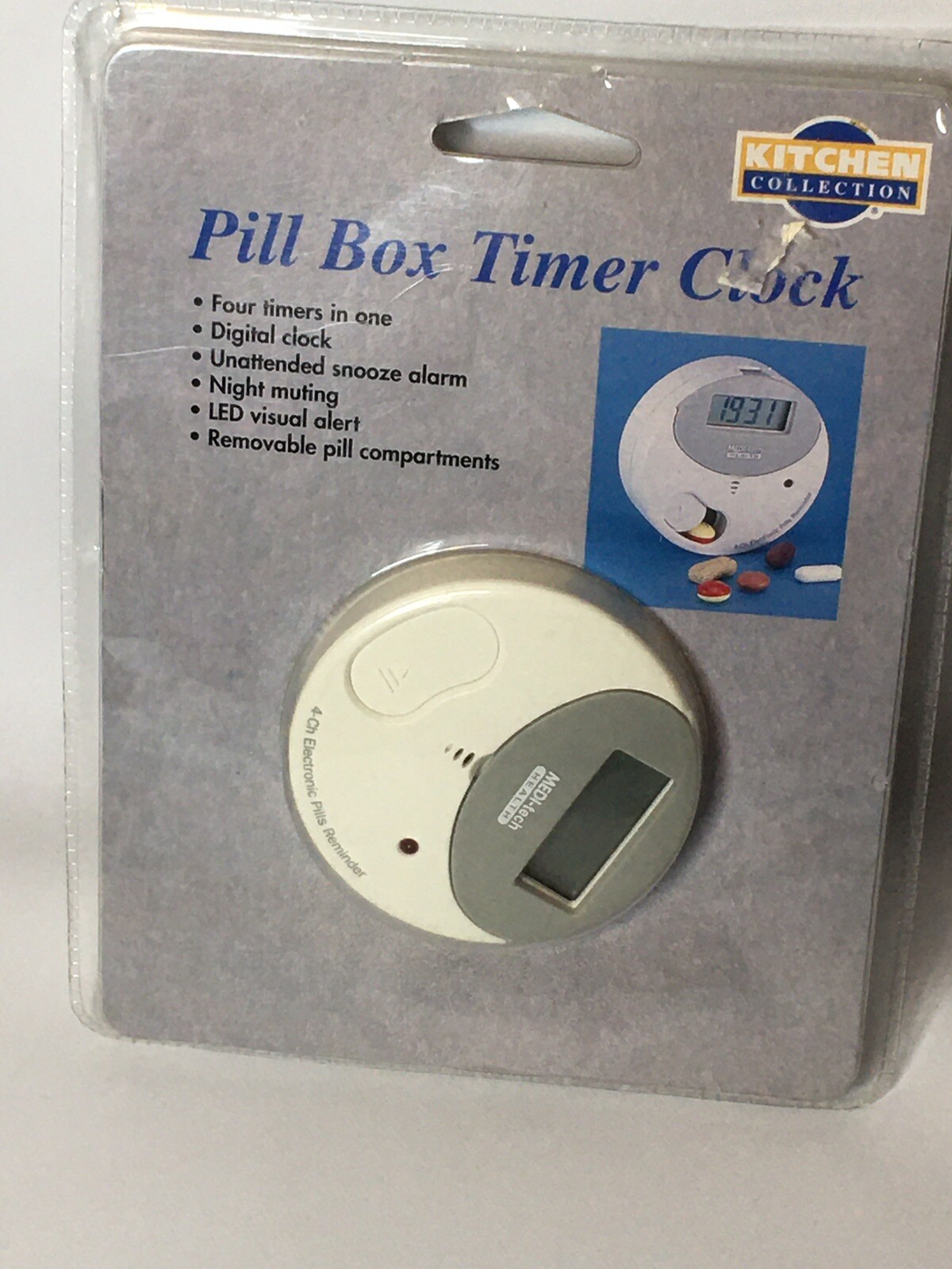 Medi Tech Health Pill Box Timer Clock Medication Reminder Alarm Box ...