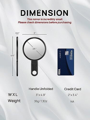 Small Hand Mirror, 3 Inches Mini Hand Held Compact Folding Mirror 1 Pc ...