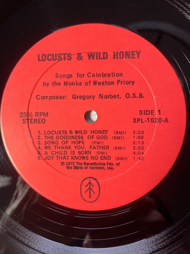 Monks of Weston Priory "Locusts and Wild Honey" LP Vinyl 1972 XPL-1020 ...