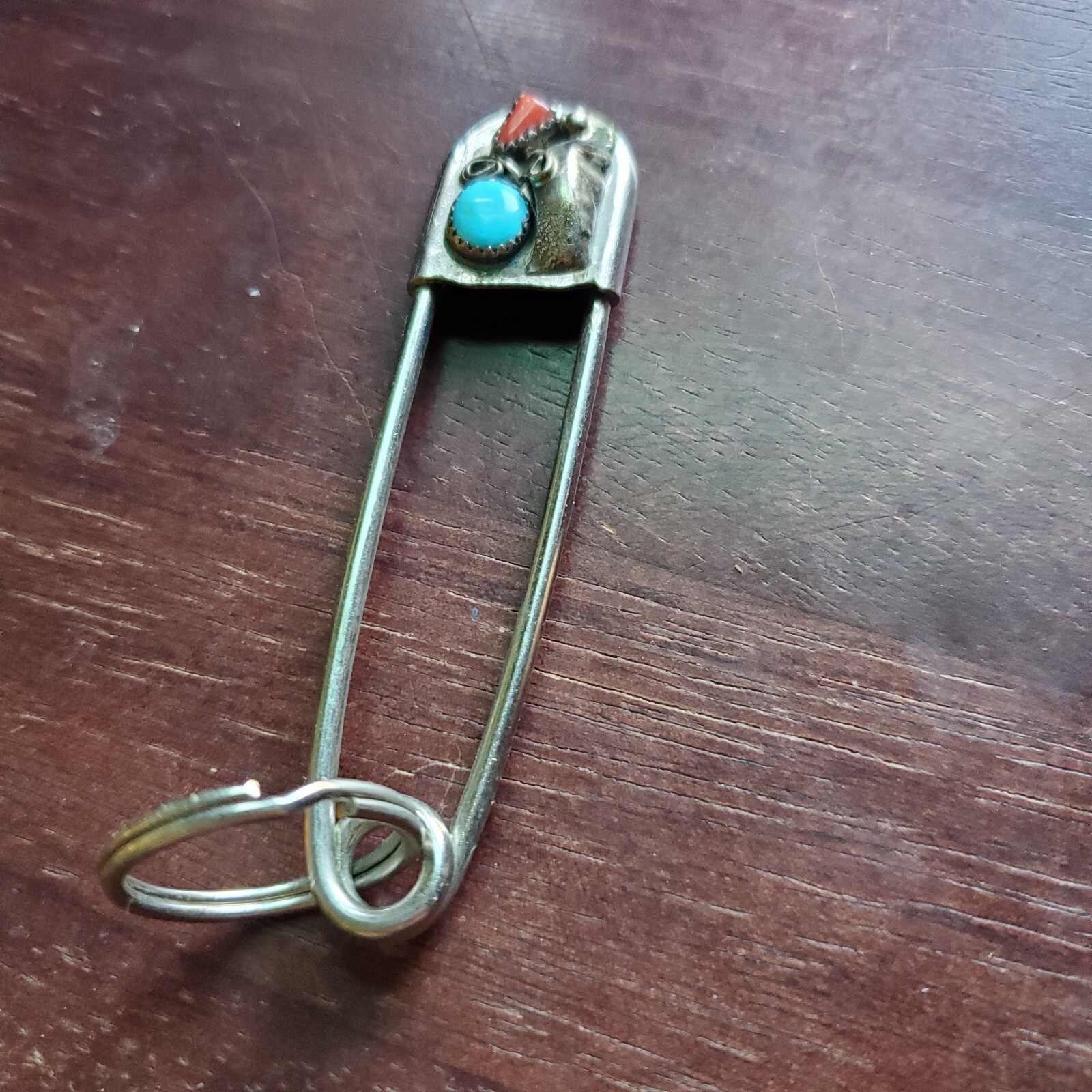 Native American Turquoise Safety Pin Decoration Charm… - Gem