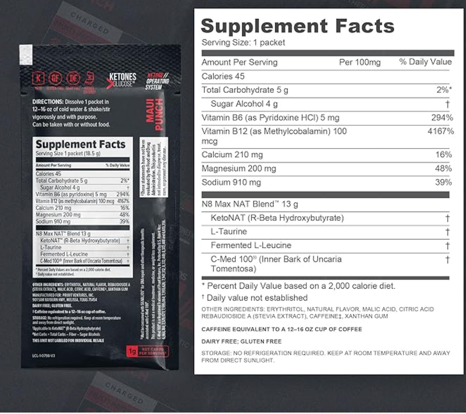 Prüvit Ketones NAT 20 Packets Charged MAUI PUNCH / FREE SHIPPING | eBay