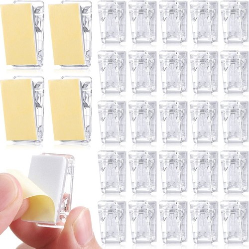 30PCS Self-Adhesive Hanging Spring Clips Photo Clips Home Applications ...