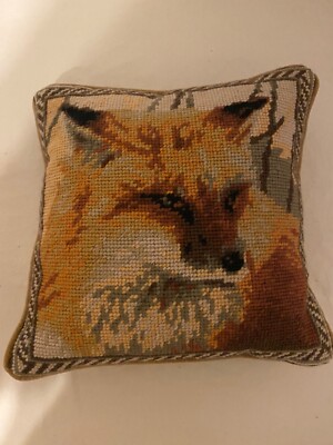 Vintage Fox Hunt Foxes Needlepoint Pillow 10x10 inches | eBay