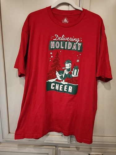 Disney Christmas T- Shirt Donald Duck DELIVERING HOLIDAY CHEER 2XL Red ...