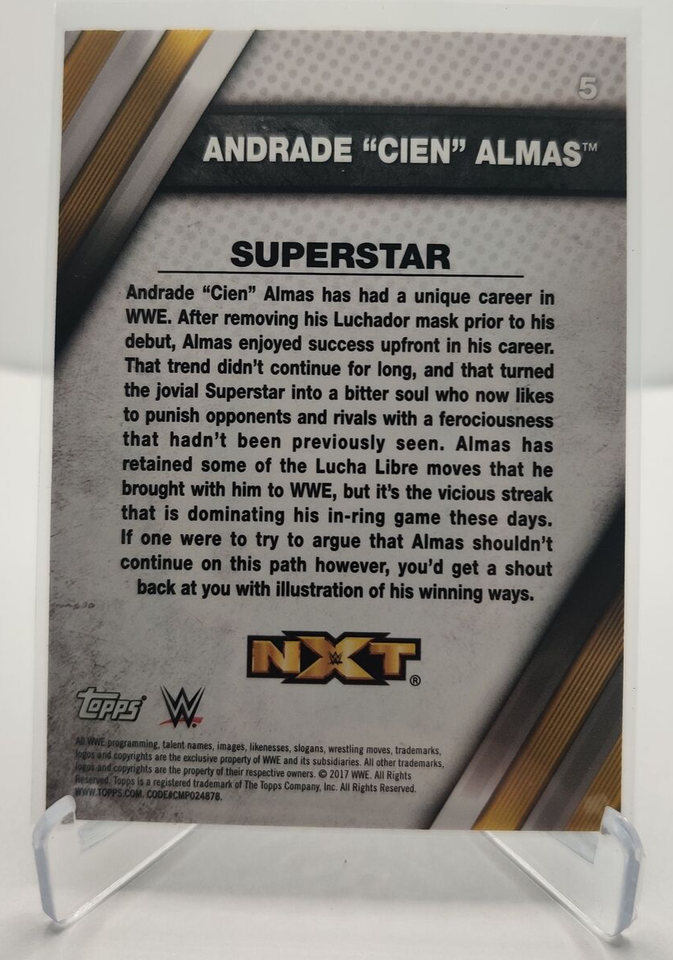 2017 Topps WWE NXT #5 Andrade Cien Almas ANDRADE AEW RC rookie ...