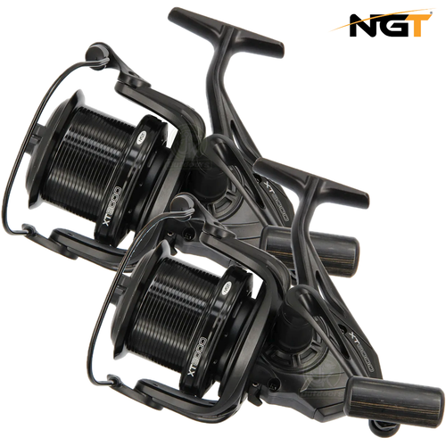 2 x NGT XT-8000 Big Pit Reels Carp Fishing Black Front Quick Drag Reels ...