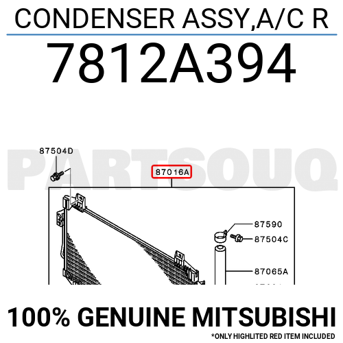 7812A394 Genuine Mitsubishi CONDENSER ASSY,A/C R | eBay
