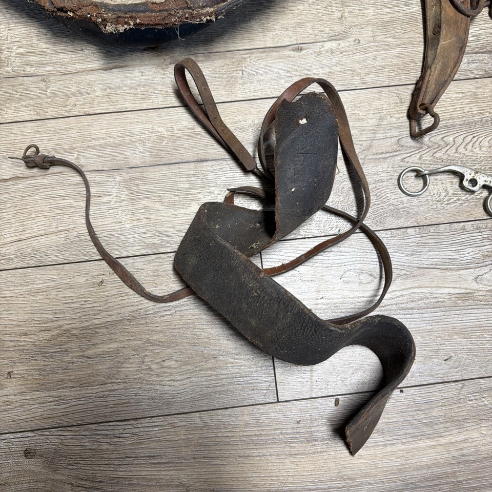 Vintage Horse Tack Lot Leather Reins Blinders Girth Cinch Strap ...