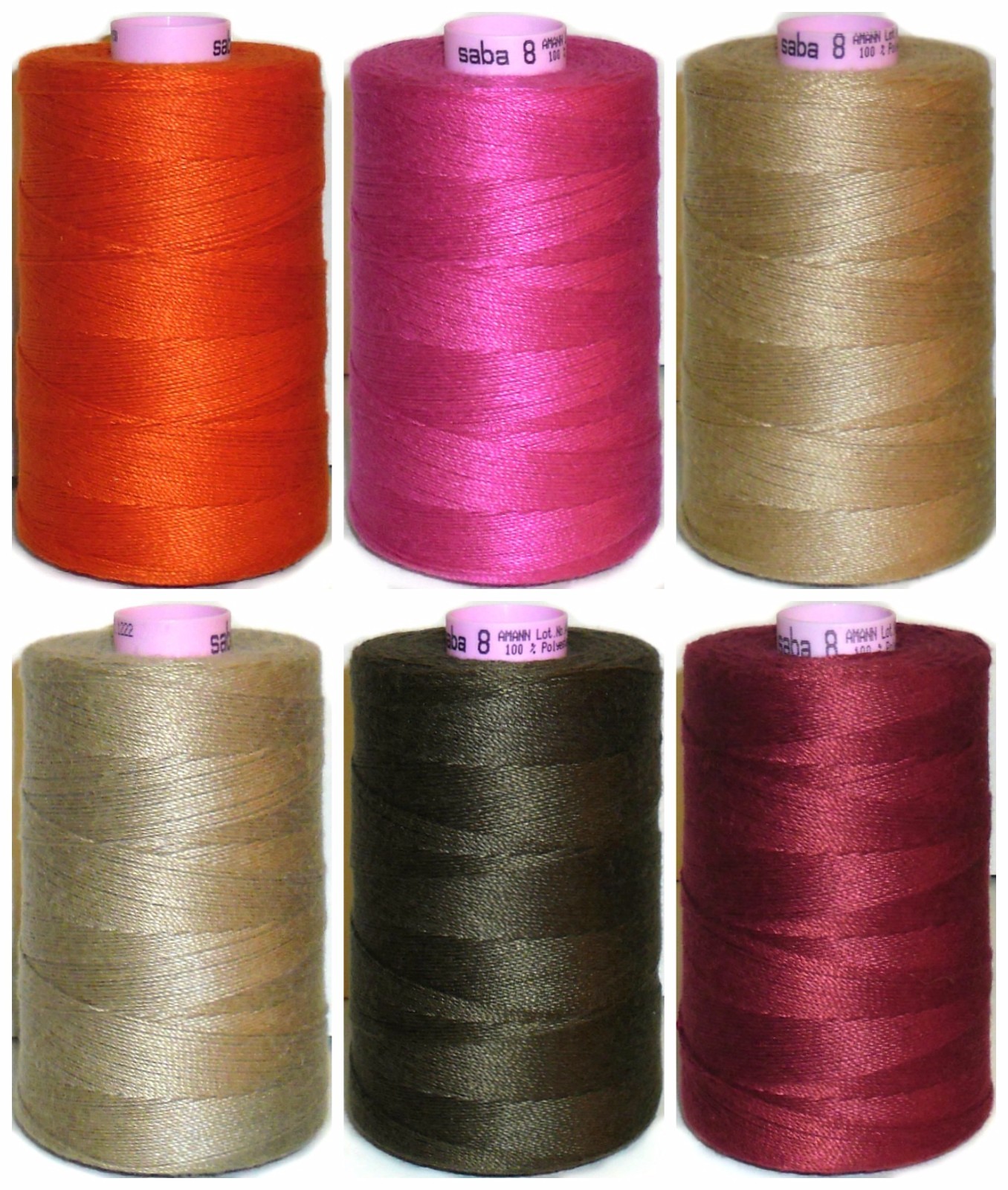 AMANN SABA THREAD 8s, 800M 100% POLYESTER SEWING THREAD, CHOOSE COLOUR ...